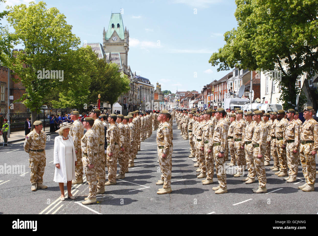 The Duchess of Cornwall inspects the troops of 11 Light Brigade during ...
