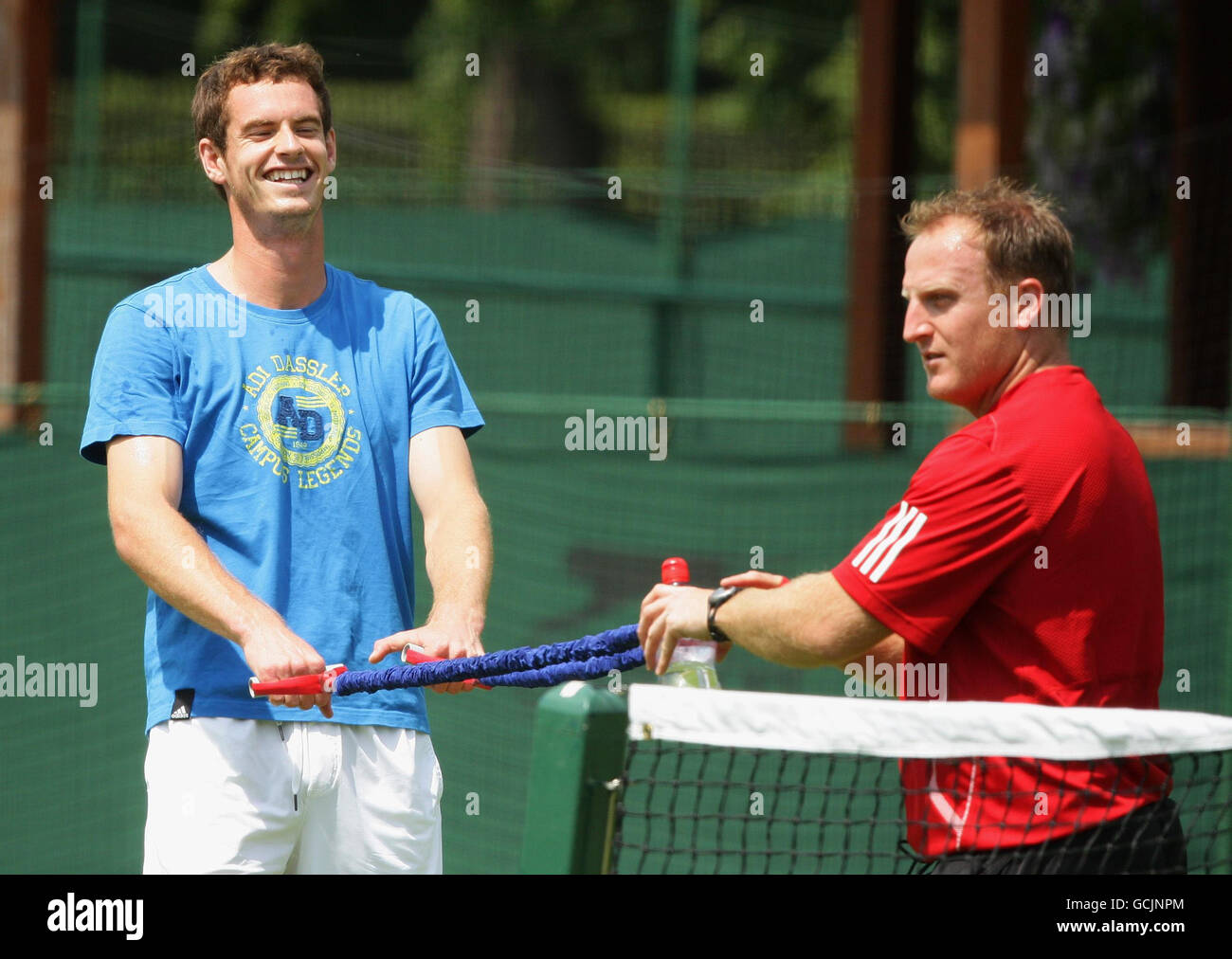 Great Britain's Andy Murray (left) with his coach Matt Little during a ...