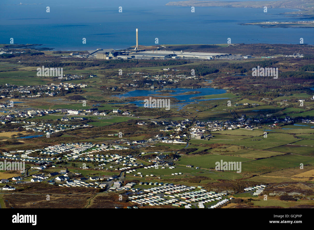 Aerial view of Ravens Point, Trearddur Bay, Holyhead, Anglesey Stock ...