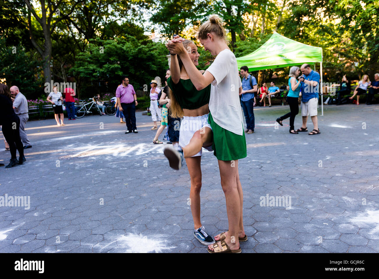 New York, NY - Adults of all ages learn to tango in Washington Square ...
