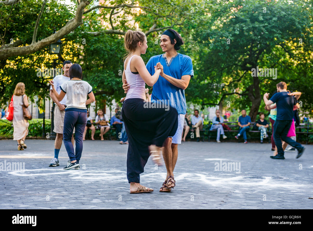 New York, NY - Adults of all ages learn to tango in Washington Square ...