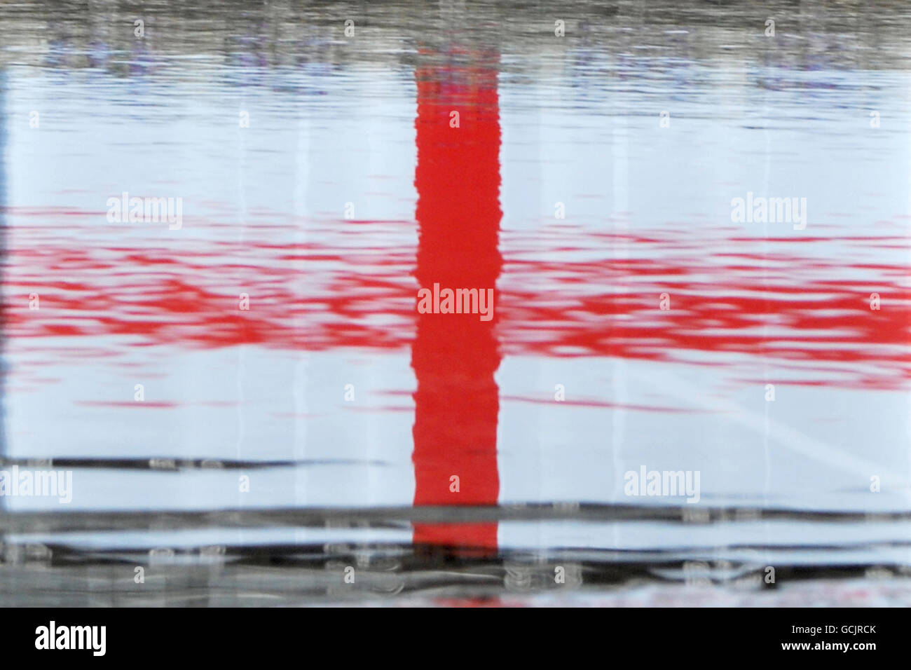 A reflection of a giant St George's flag on the Nottingham Council ...