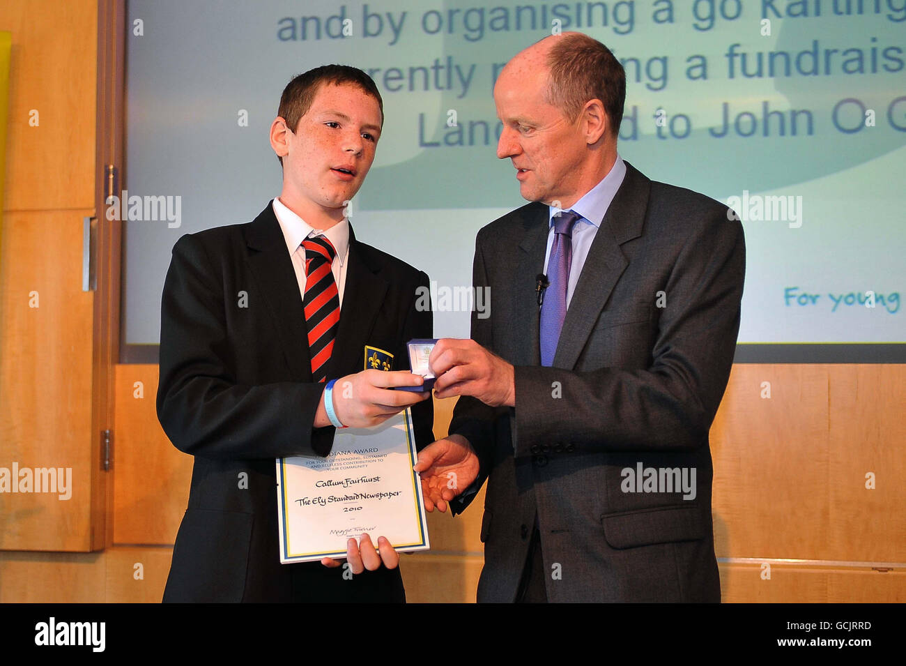 Callum Fairhurst, from Cambridge, receives a Diana Award from Schools ...