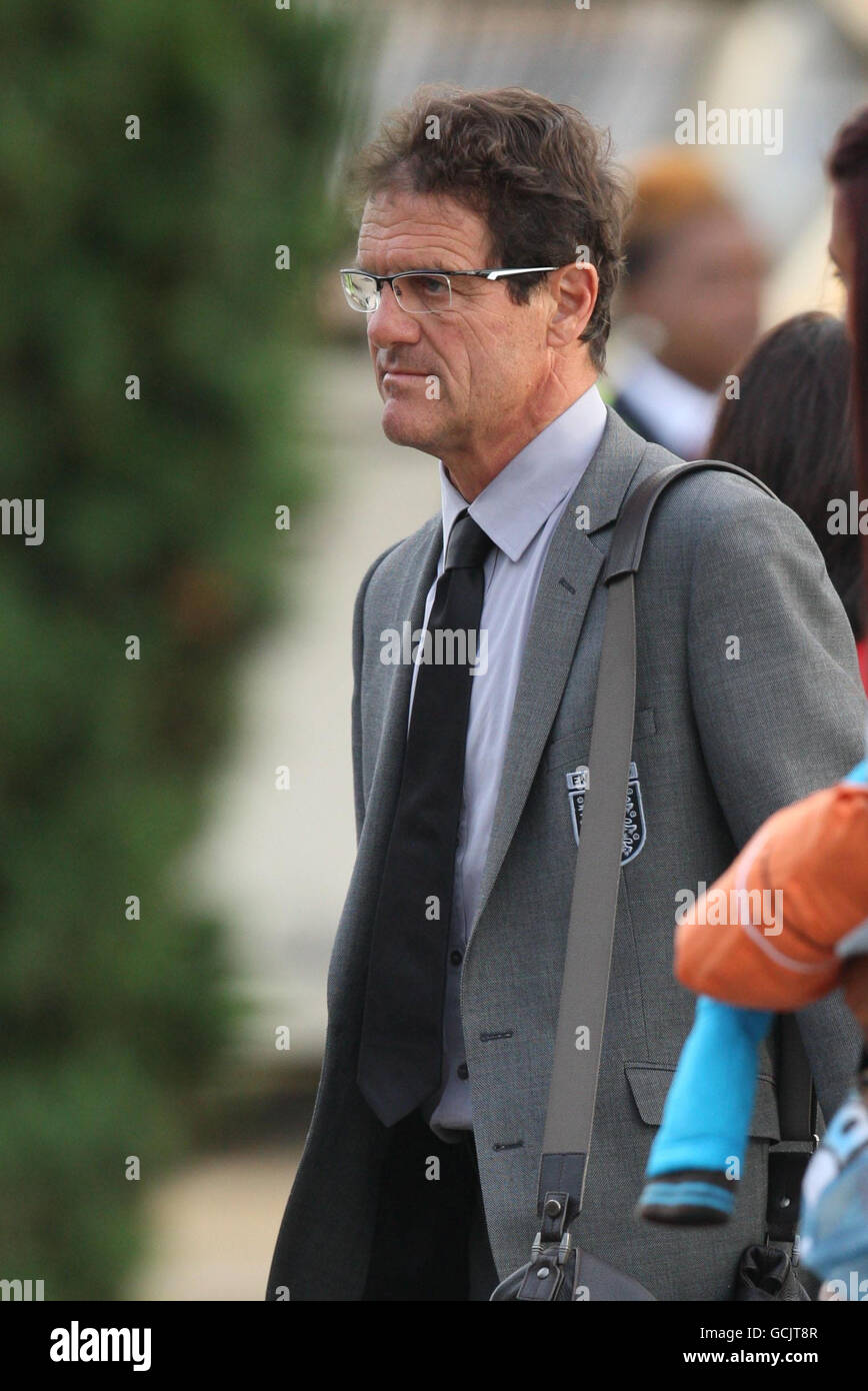 England manager Fabio Capello arrives at Heathrow Airport, London Stock ...