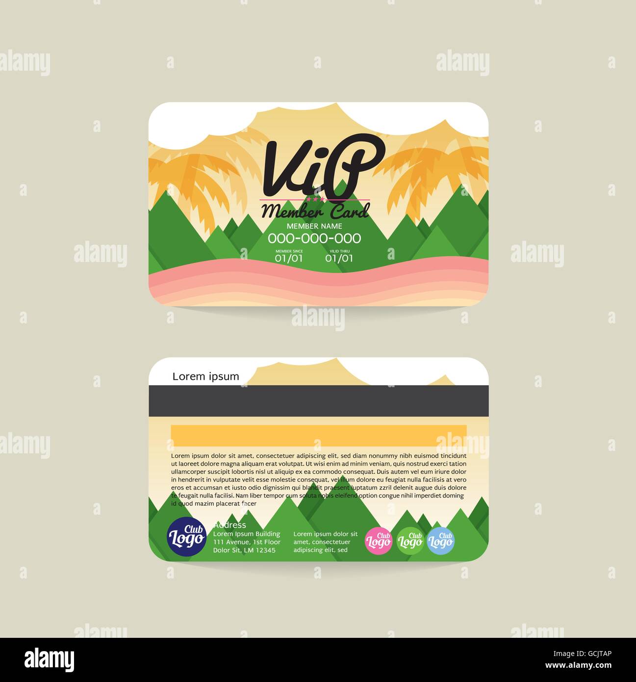 Front And Back VIP Member Card Template Vector Illustration Stock ...