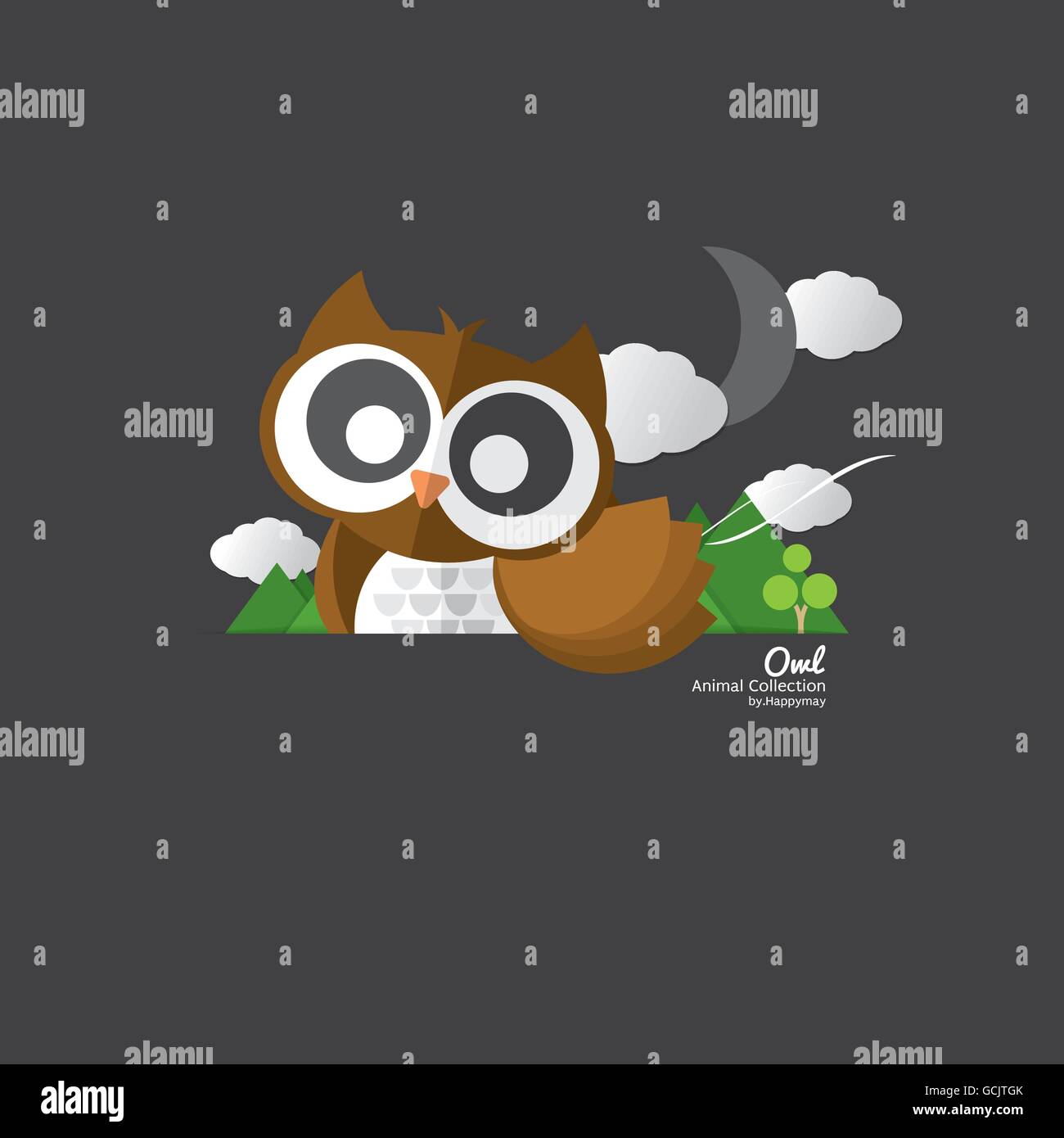 Single Cute Owl Portrait Vector Illustration Stock Vector Image & Art ...
