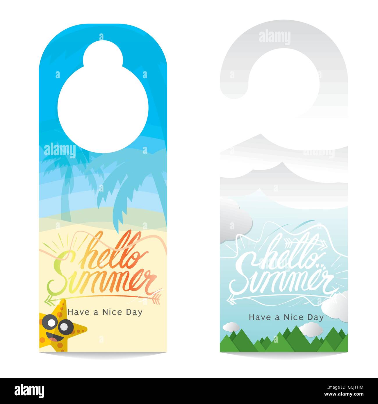Hello Summer Hand Lettering Summer Vacation Concept Door Hanger Vector ...