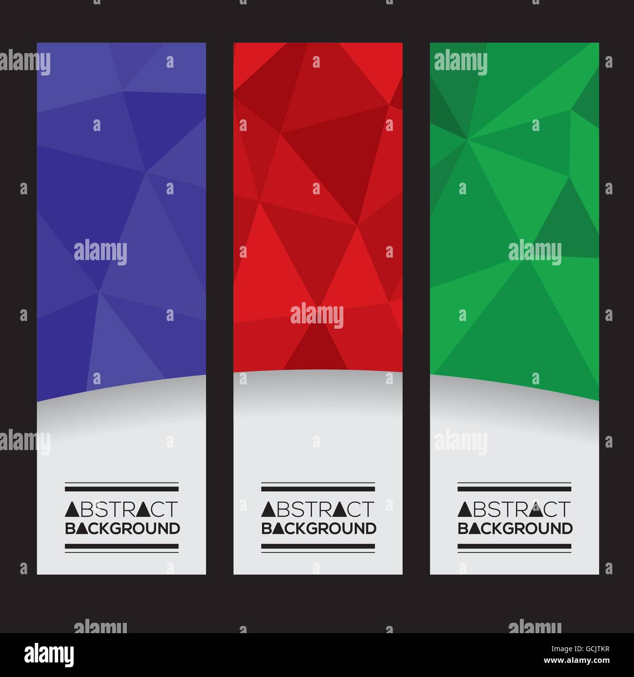 Set Of Three Colorful Geometric Vertical Banners Vector Illustration ...