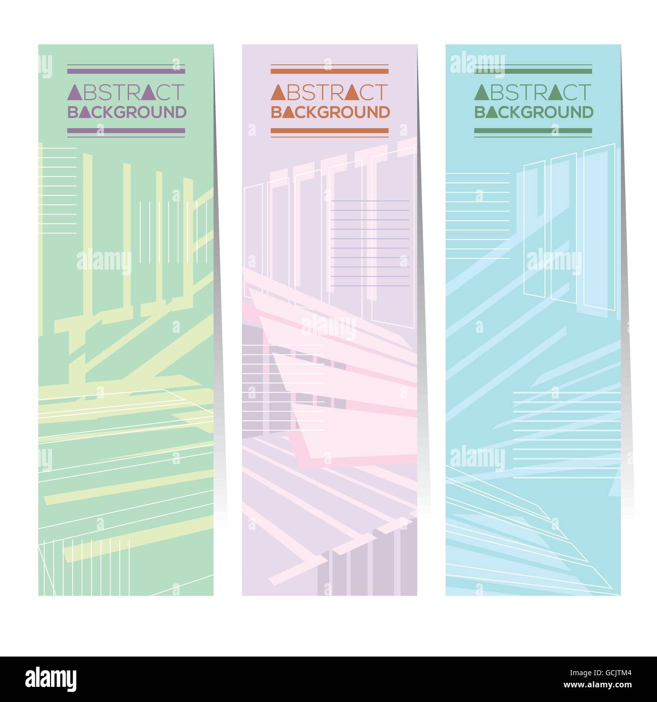 Set Of Three Pastel Abstract Vertical Banners Vector Illustration Stock ...