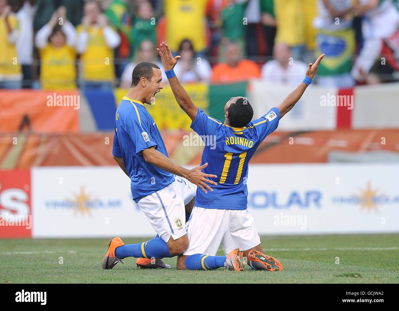Brazils robinho celebrates scoring the opening goal hi-res stock ...