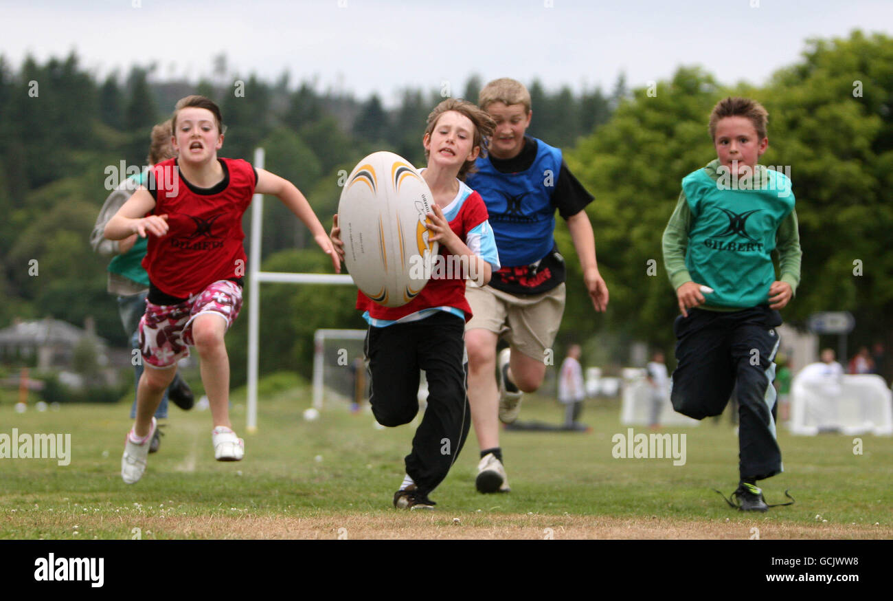 Children take part during Street Rugby on The Green in Lochgoilhead ...