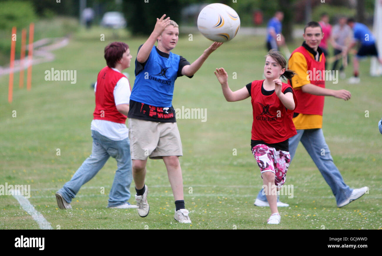 Children take part during Street Rugby on The Green in Lochgoilhead ...