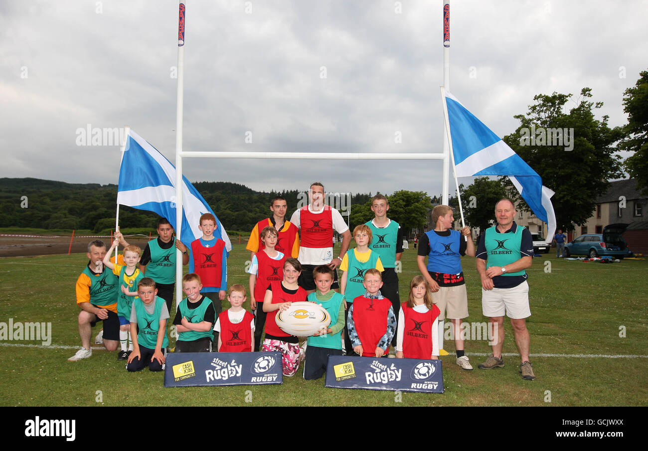 Rugby Union - Street Rugby - Lochgoilhead Green Stock Photo - Alamy