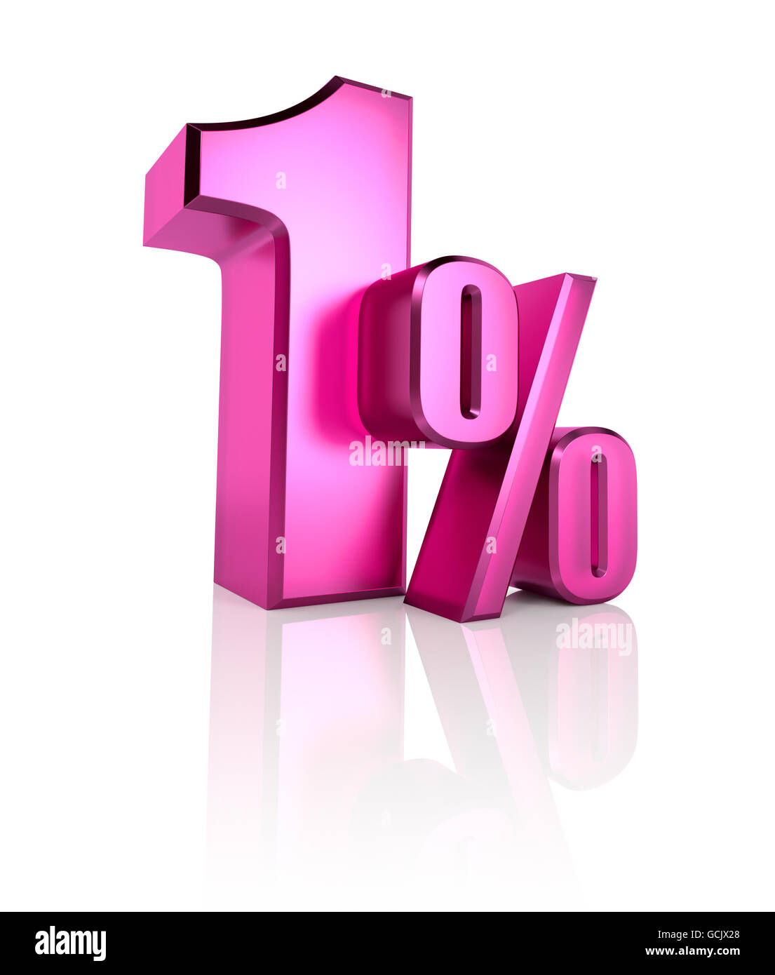 Pink one percent sign isolated on white background. 3d rendering Stock ...