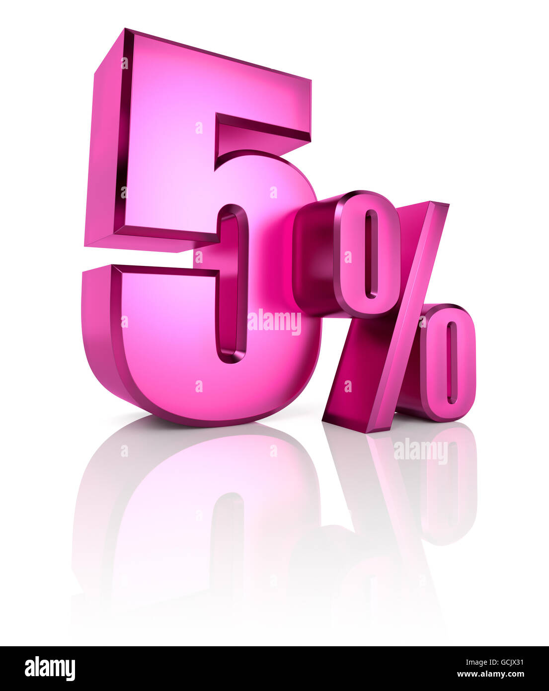Pink five percent sign isolated on white background. 3d rendering Stock ...