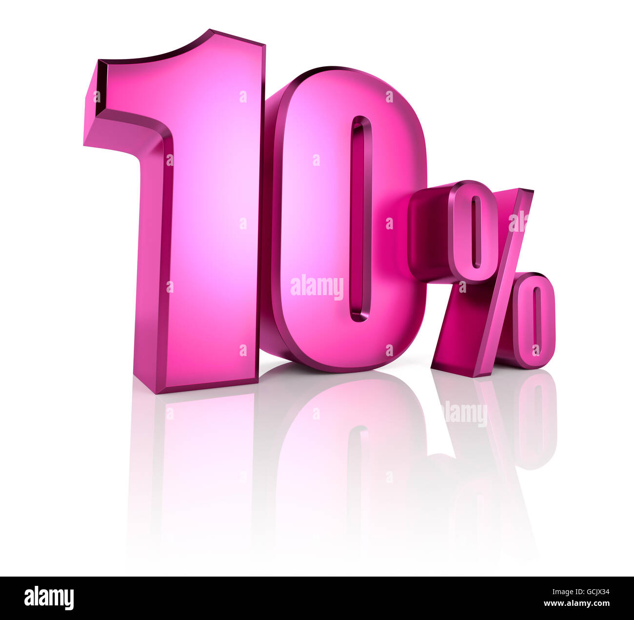 Pink ten percent sign isolated on white background. 3d rendering Stock ...
