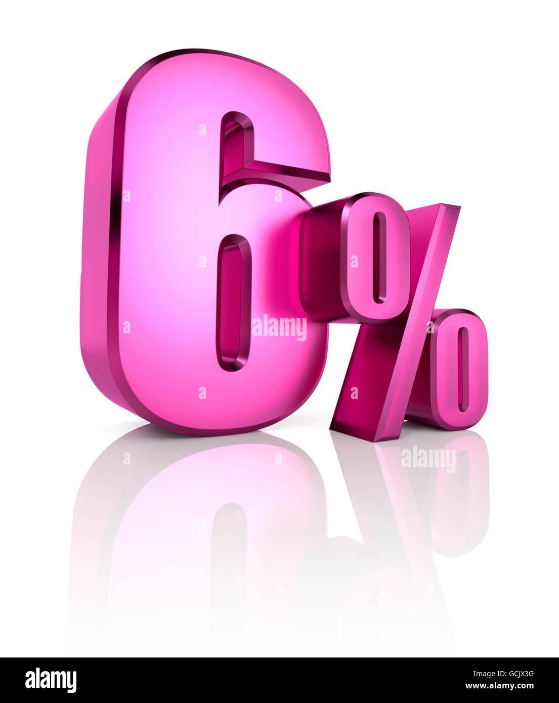 Pink six percent sign isolated on white background. 3d rendering Stock ...