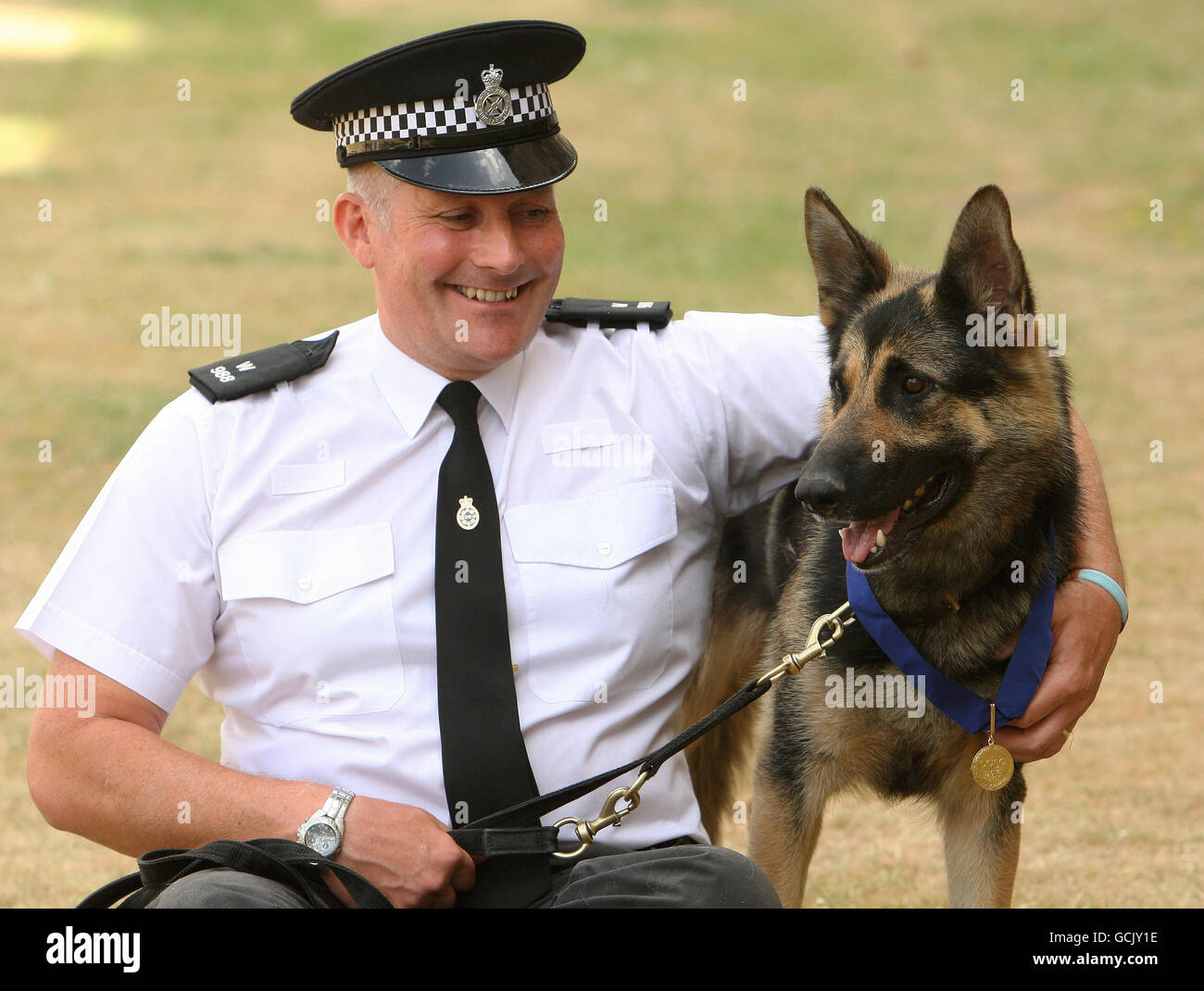 Dog handler PC Neil Simpson, from Wiltshire Police force, with police ...