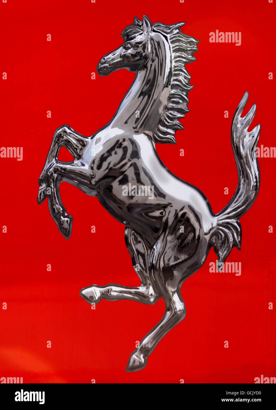 The Ferrari symbol on display during paddock day for the Santander ...