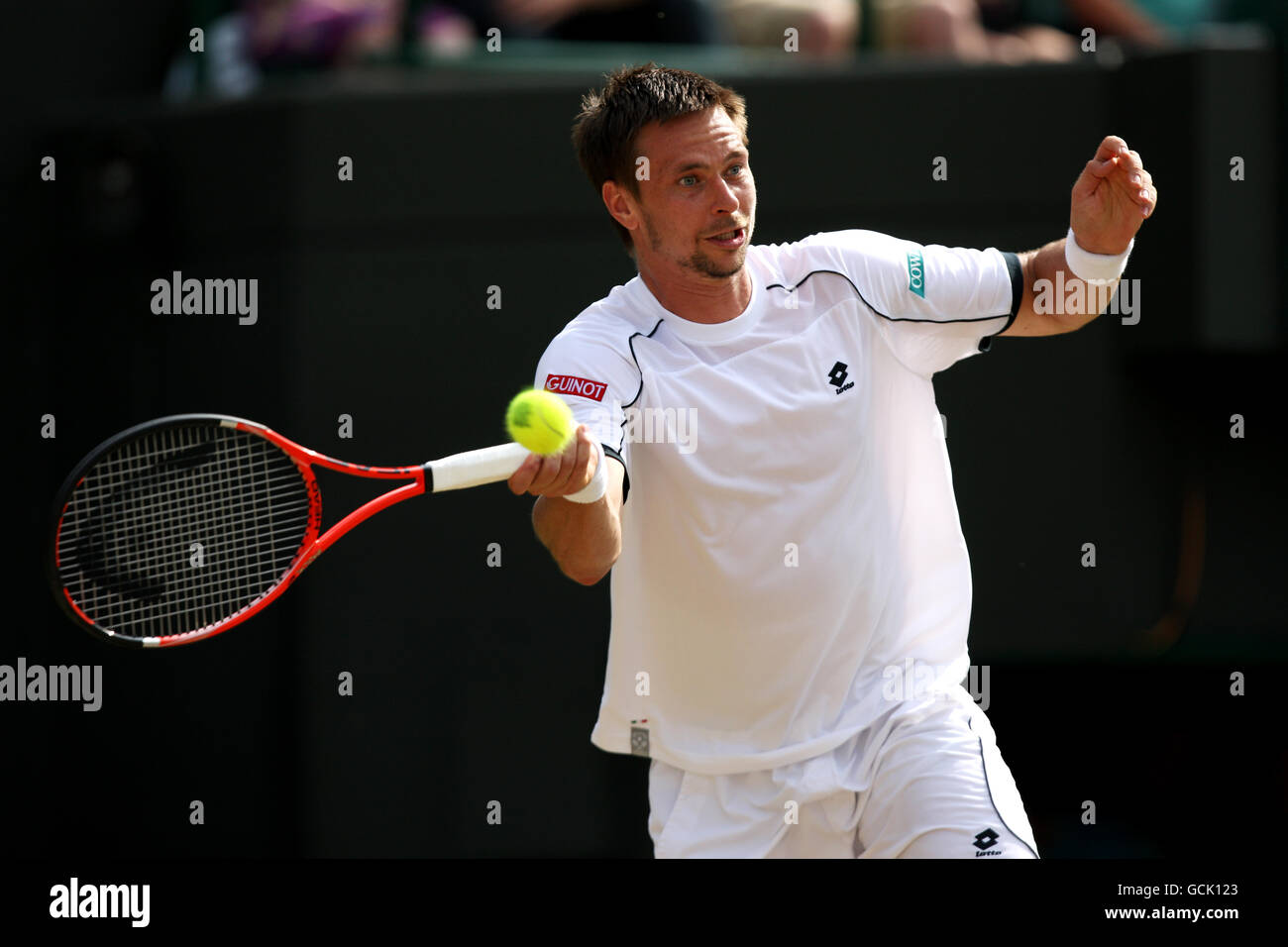 Sweden's Robin Soderling in action against Spain's Rafael Nadal Stock ...