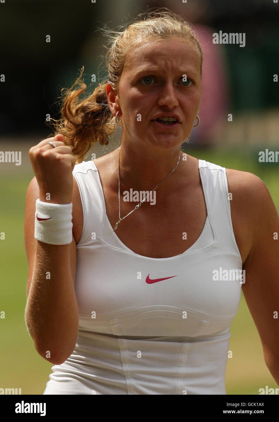 Czech Republic's Petra Kvitova reacts in her match against USA's Serena ...