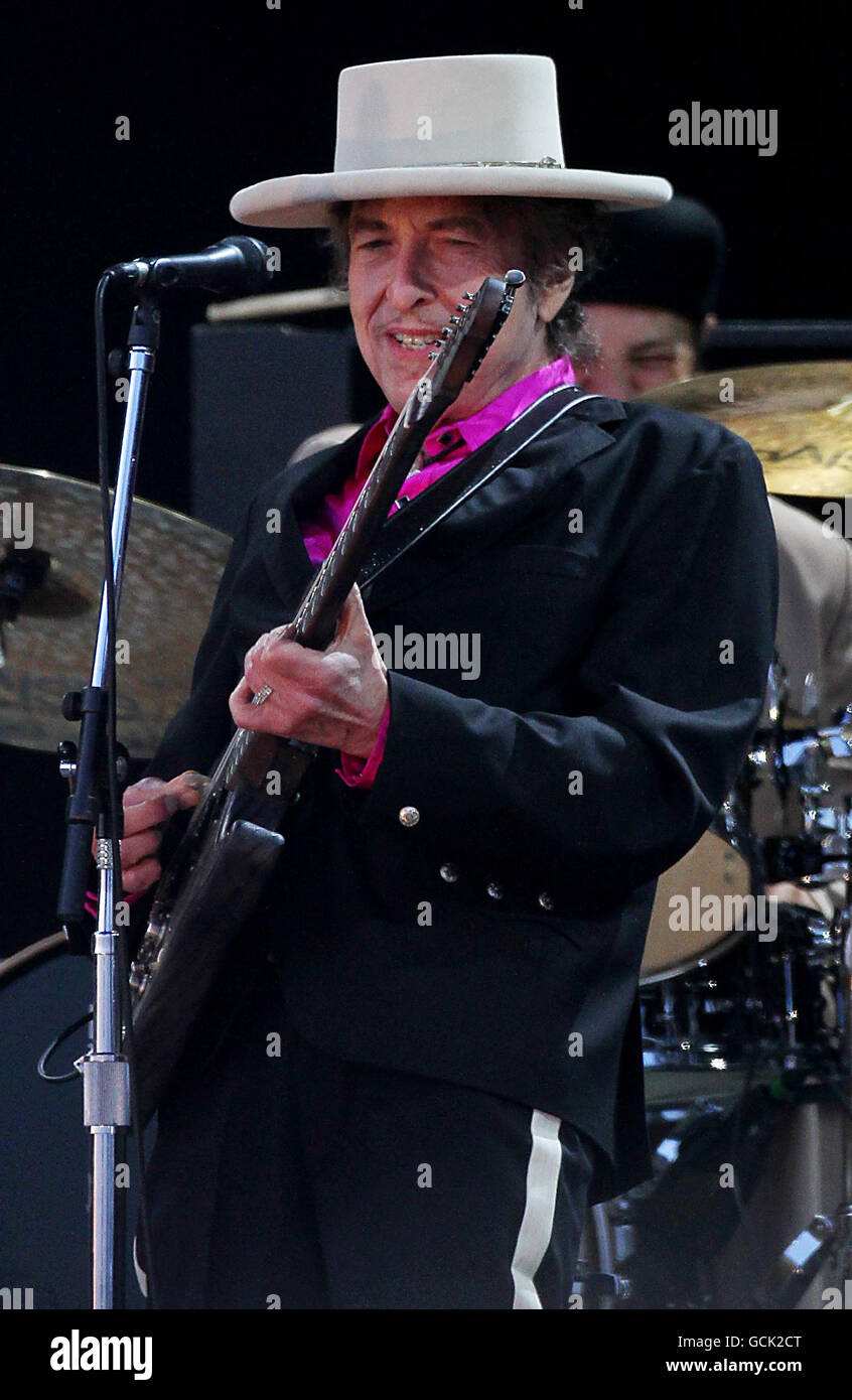 Hop Farm Festival. Bob Dylan performs on stage at the Hop Farm Festival ...
