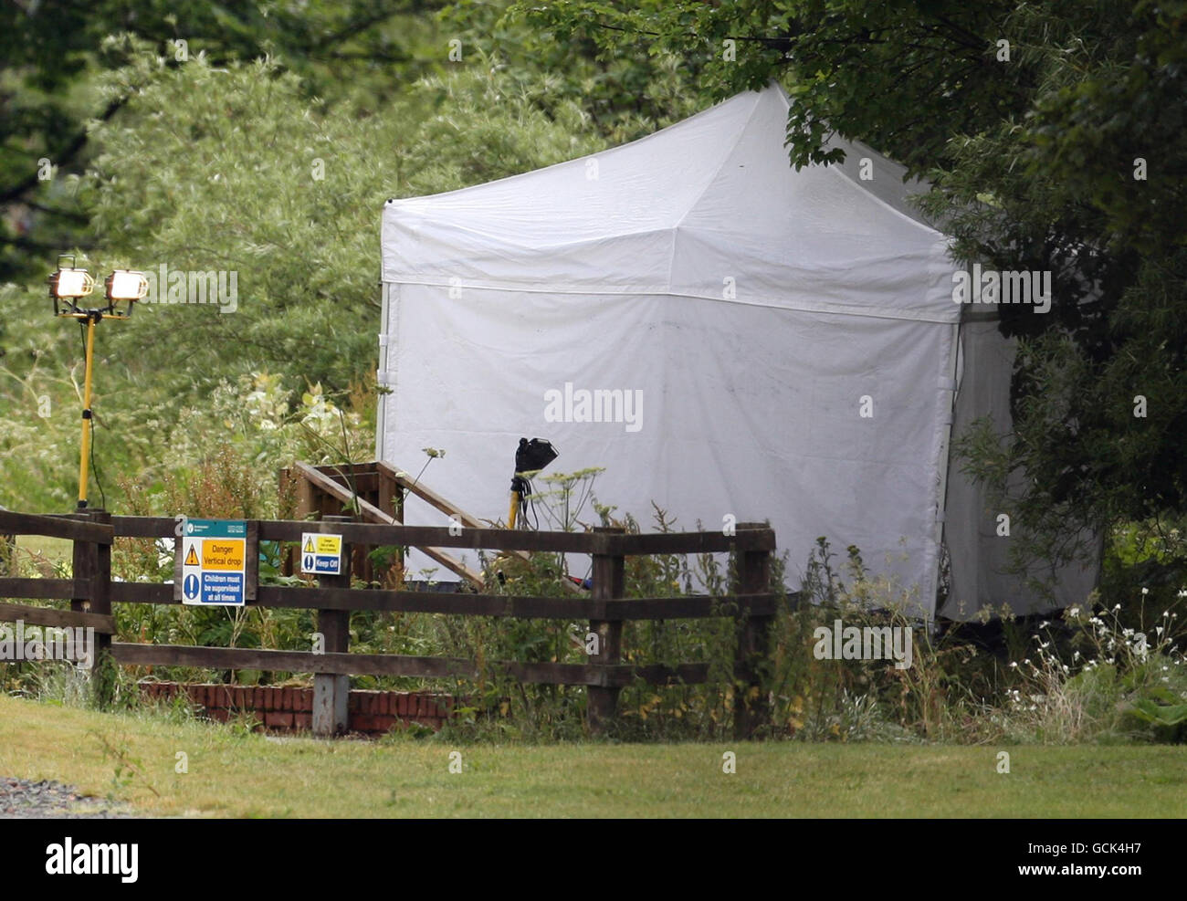 A police forensics tent at the scene in Rothbury, Northumbria following ...