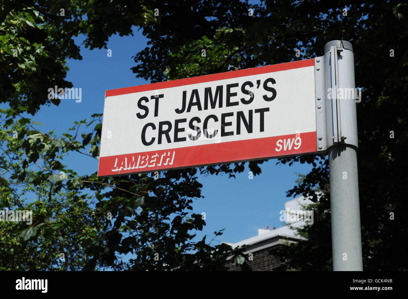 A road sign at the junction of St James's Crescent and Barrington Road ...