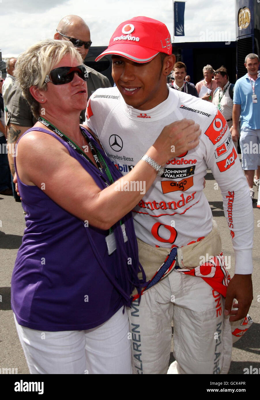 Vodafone McLaren Mercedes' Lewis Hamilton with his mother Carmen ...