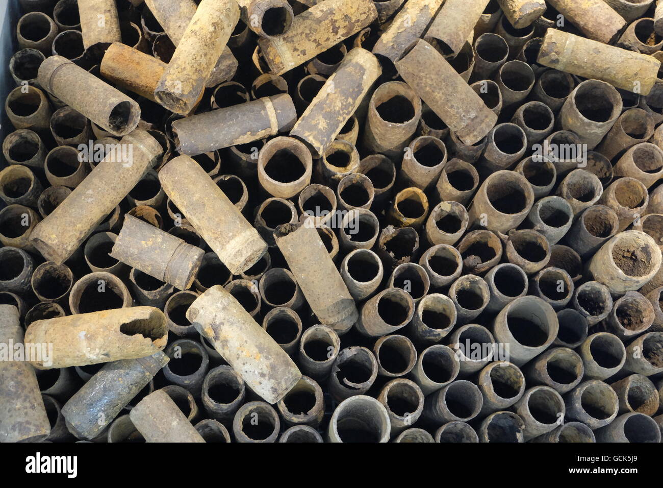 Shell Cases from World War One at Thiepval Museum, France Stock Photo ...