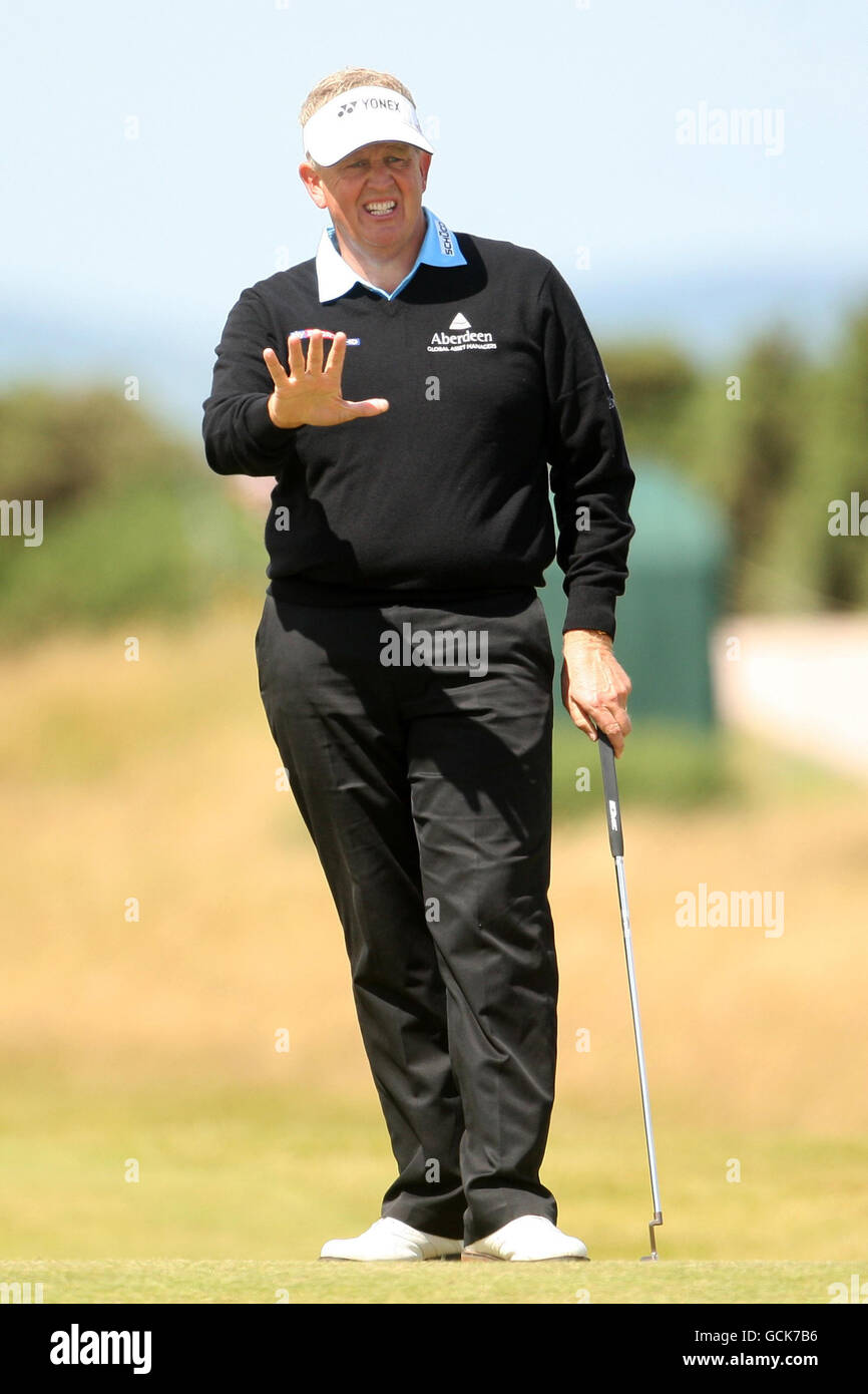 Scotland's Colin Montgomerie gestures during round three of The Open ...