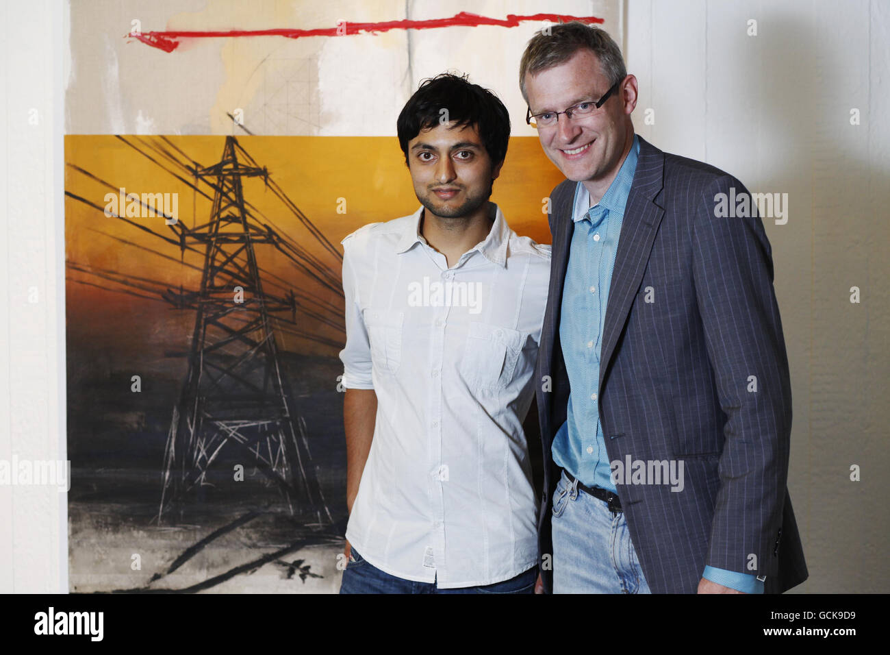 Hammersmith based artist Prinul Patel with Jeremy Vine in front of his ...