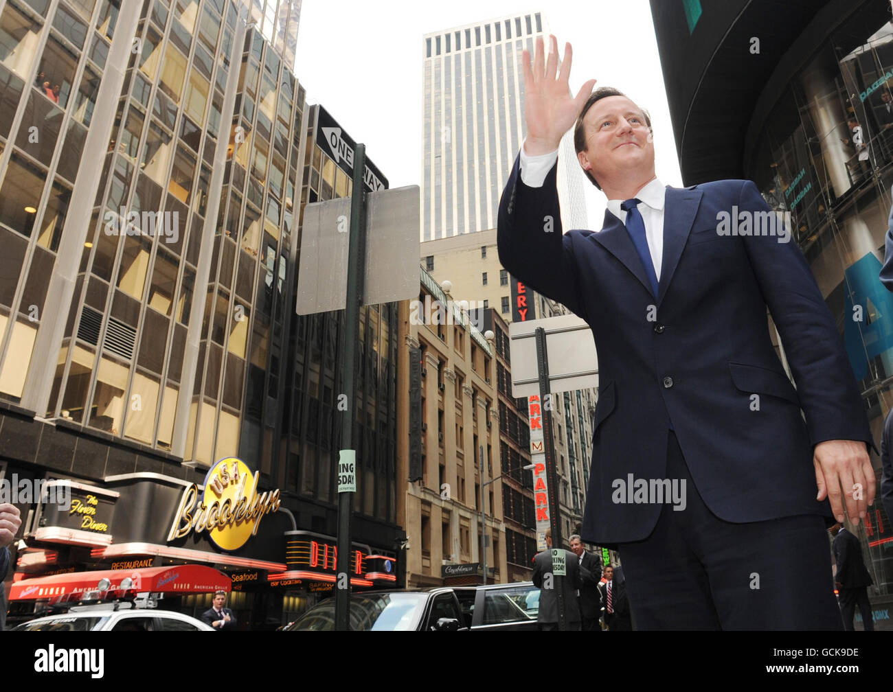 Prime Minister David Cameron leaves the Nasdaq headquarters in New York ...