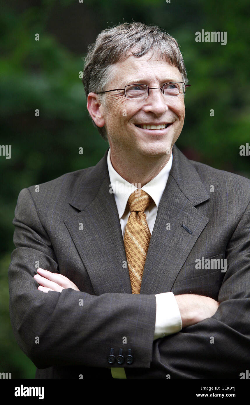 Bill Gates, founder of Microsoft Corp., pauses during his meeting with ...