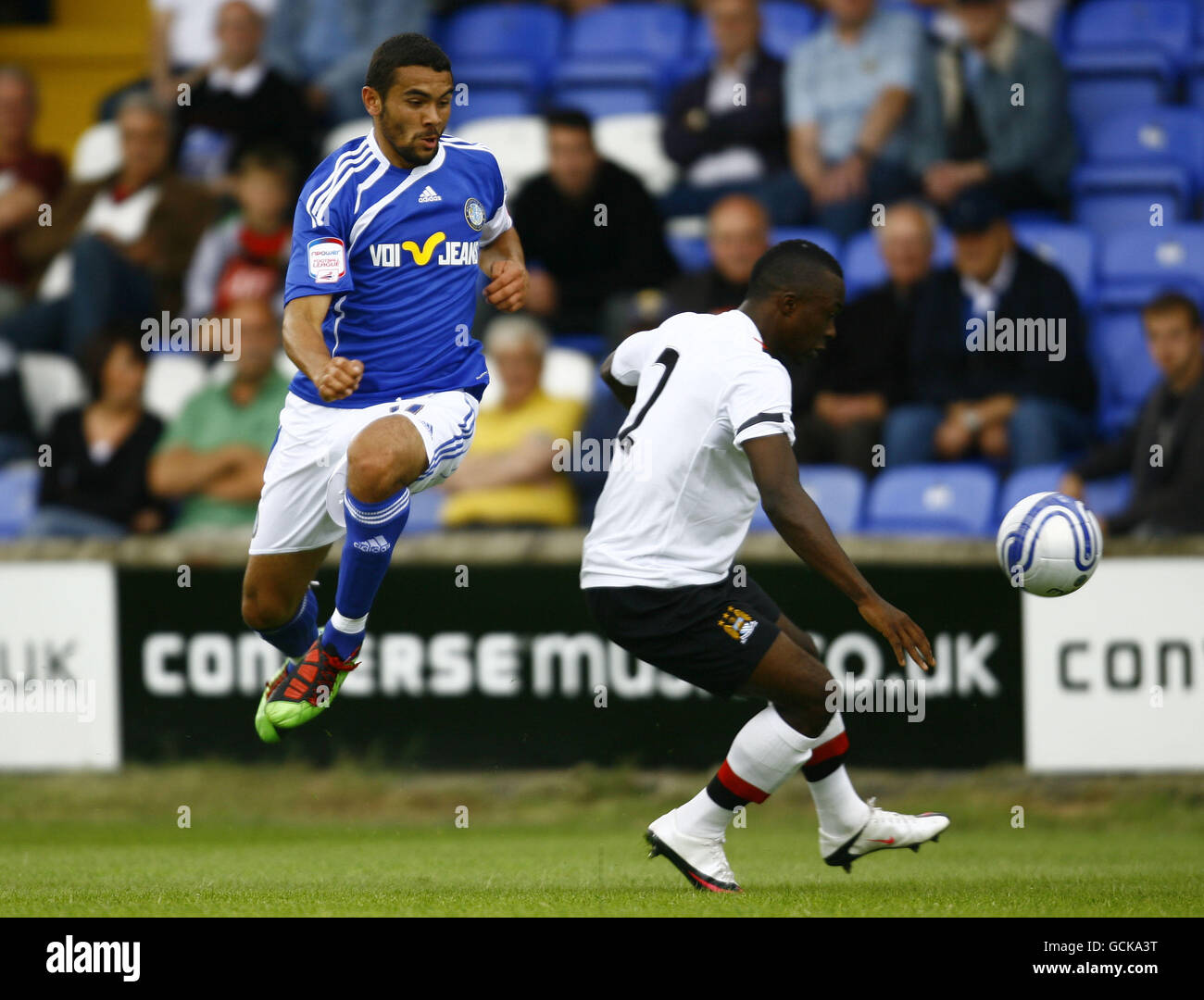 Macclesfield towns colin daniel and manchester citys javen vidal hi-res ...