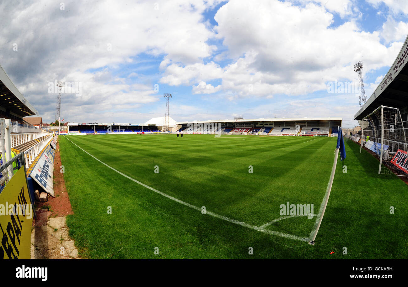A general view of Victoria Park, home to Hartlepool United Stock Photo ...