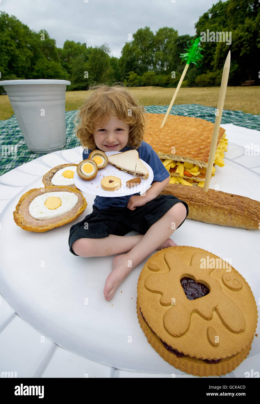 Five-year-old Alfie Powell with a record breaking giant edible picnic ...