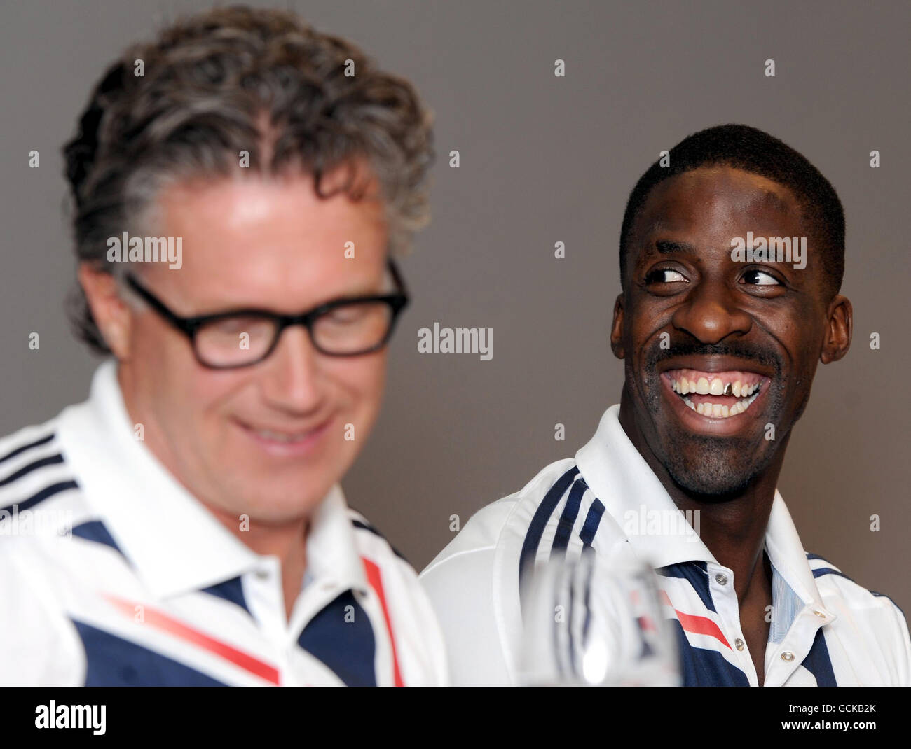 Great Britain's sprinter Dwain Chambers (right) with the UK Athletics ...