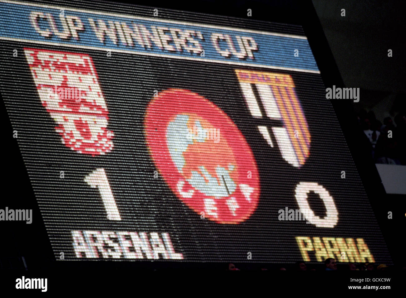 THE SCOREBOARD AT THE FINAL WHISTLE SHOWS A WIN TO ARSENAL AGAINST ...