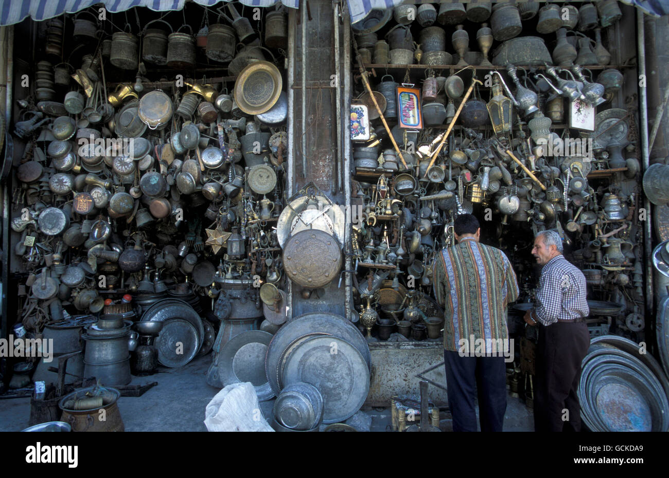shops in the market or souq in the old town in the city of Aleppo in ...