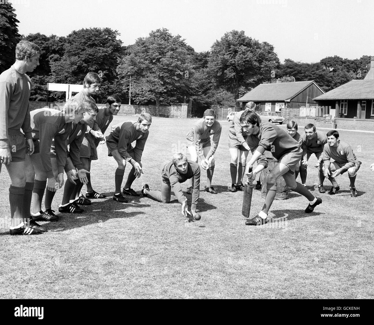 Leyton Orient players play cricket during a training session at the ...
