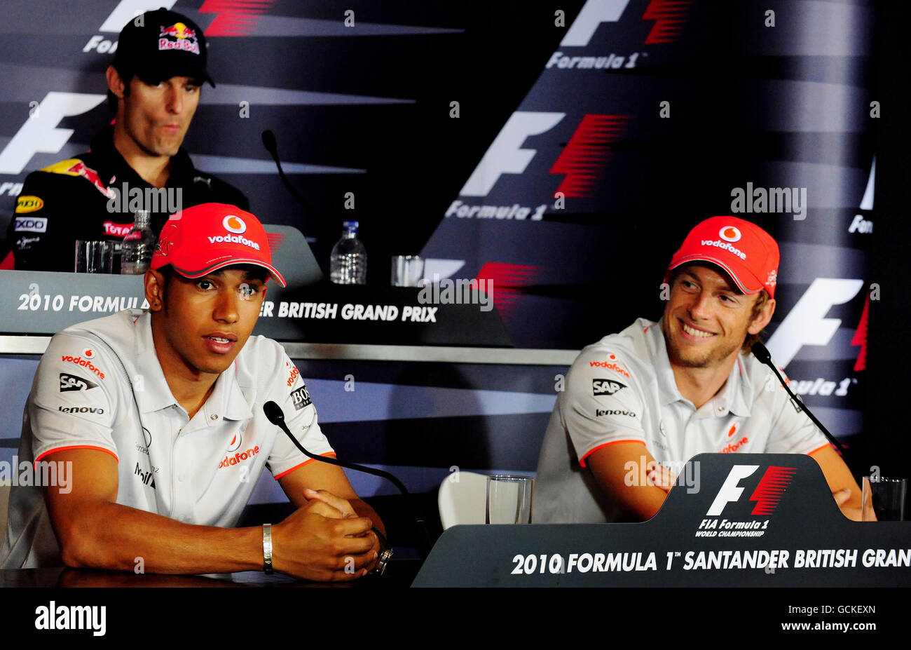 Button mclarens lewis hamilton press conference paddock day silverstone ...