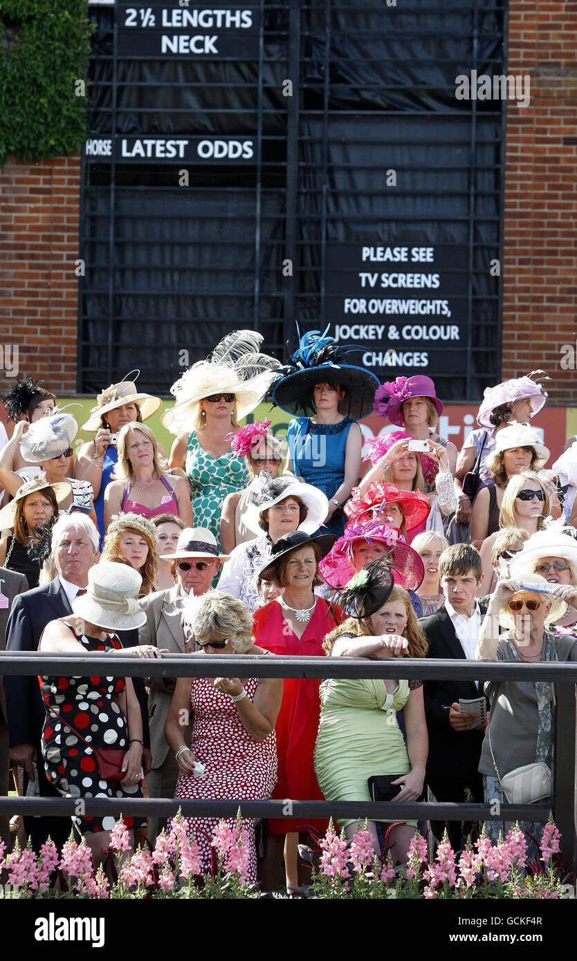 Racegoers on Ladies Day during July Festival at Newmarket Racecourse ...