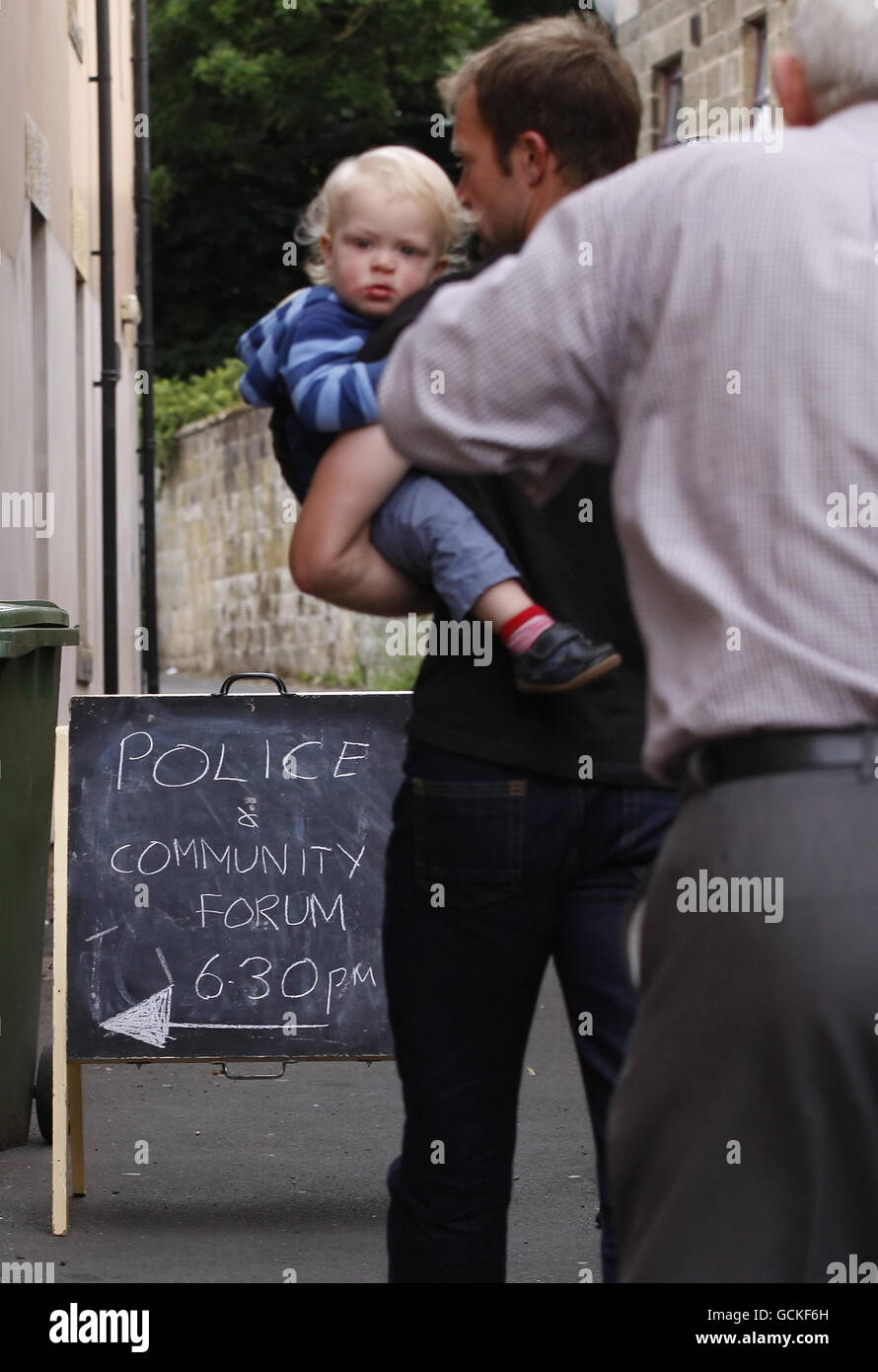 Members of the public attend a public meeting at The Angus Armstrong ...