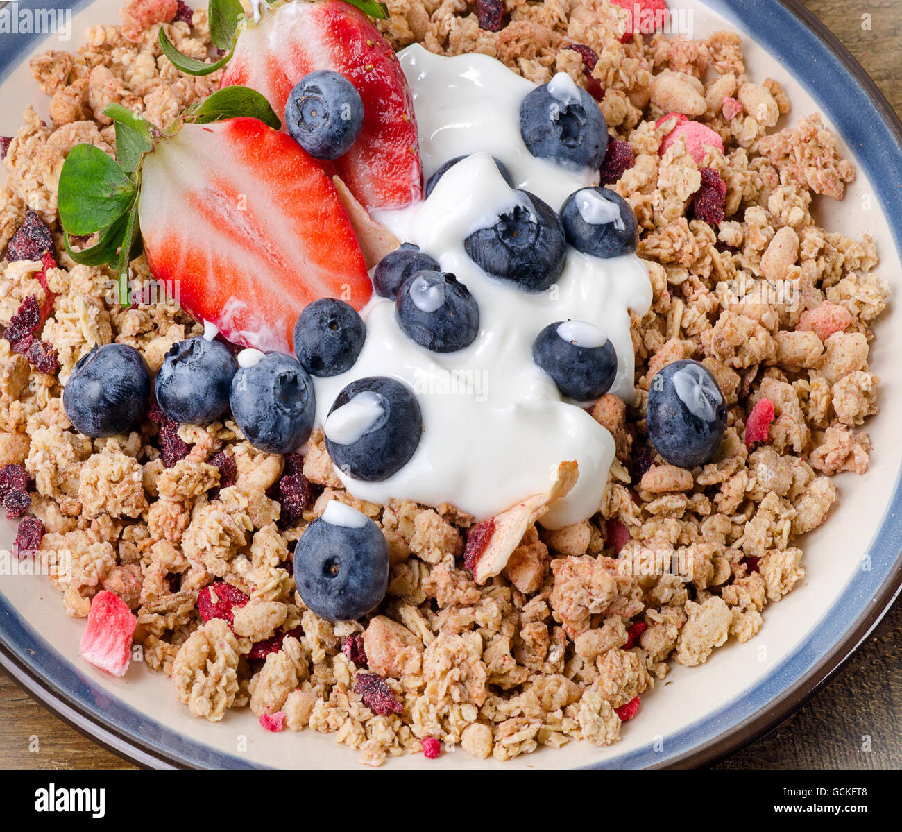 Breakfast. Muesli, berries with yogurt. Healthy eating. Diet concept ...