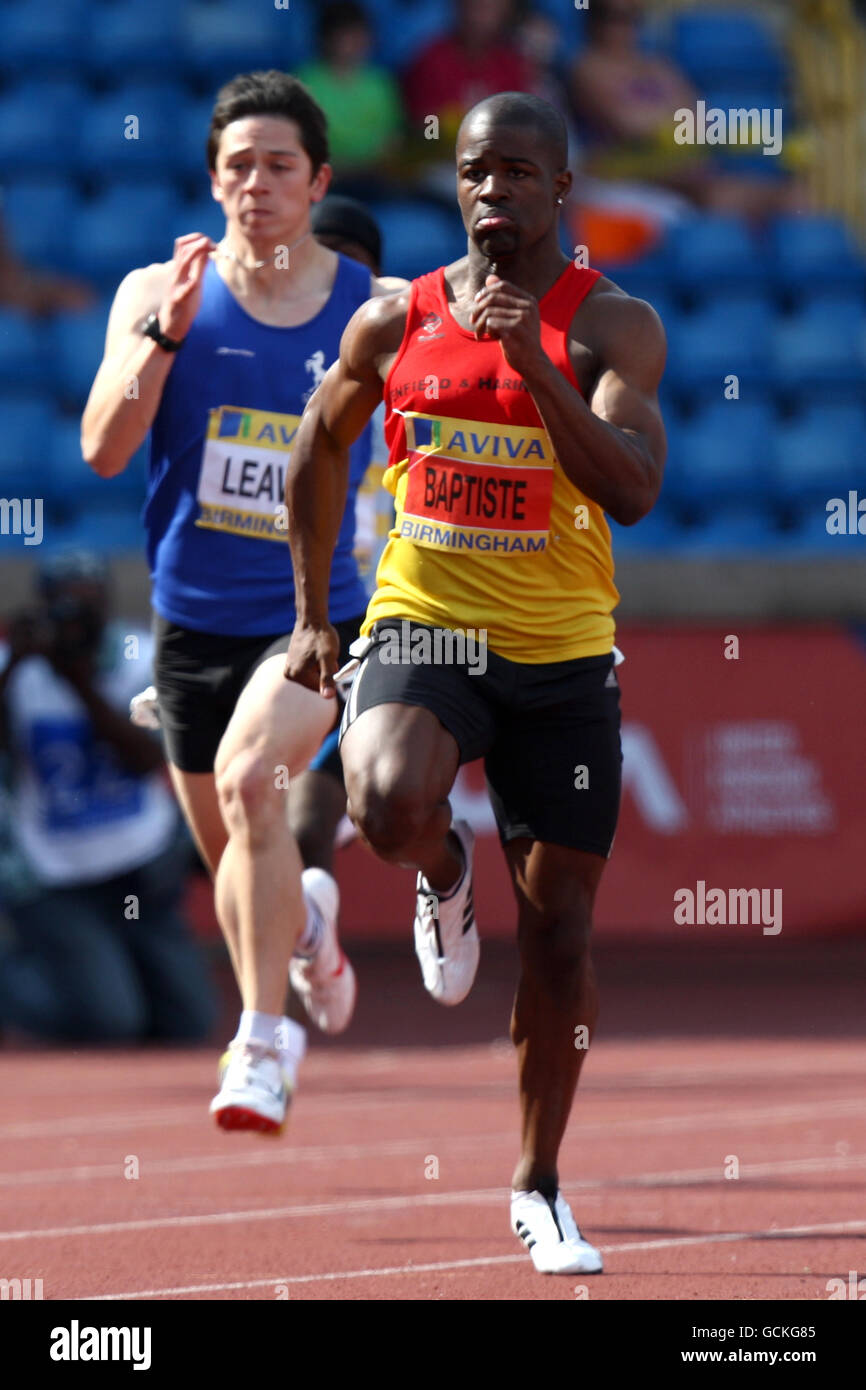 Leon Baptiste on his way to winning his heat of the men's 200 metres ...