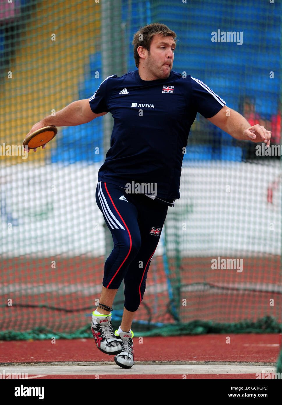Great Britain's Dan Greaves competes in the men's F42/44 Discuss during ...