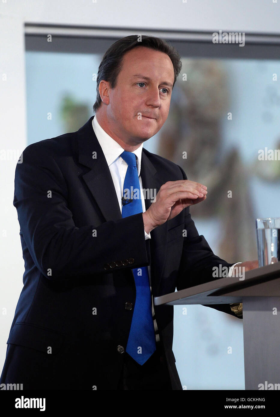 Prime Minister David Cameron addresses guests at the Creative Campus ...