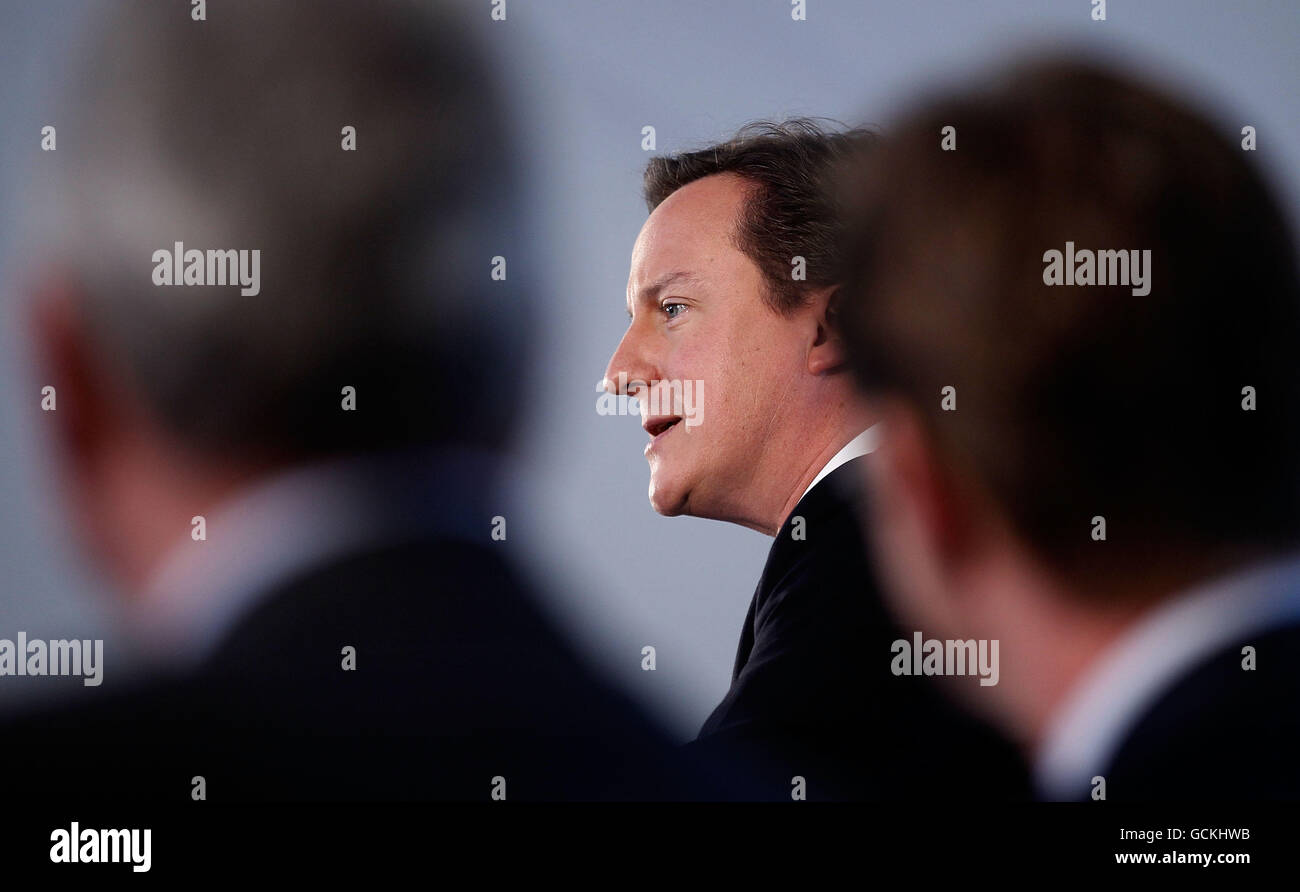 Prime Minister David Cameron addresses guests at the Creative Campus ...