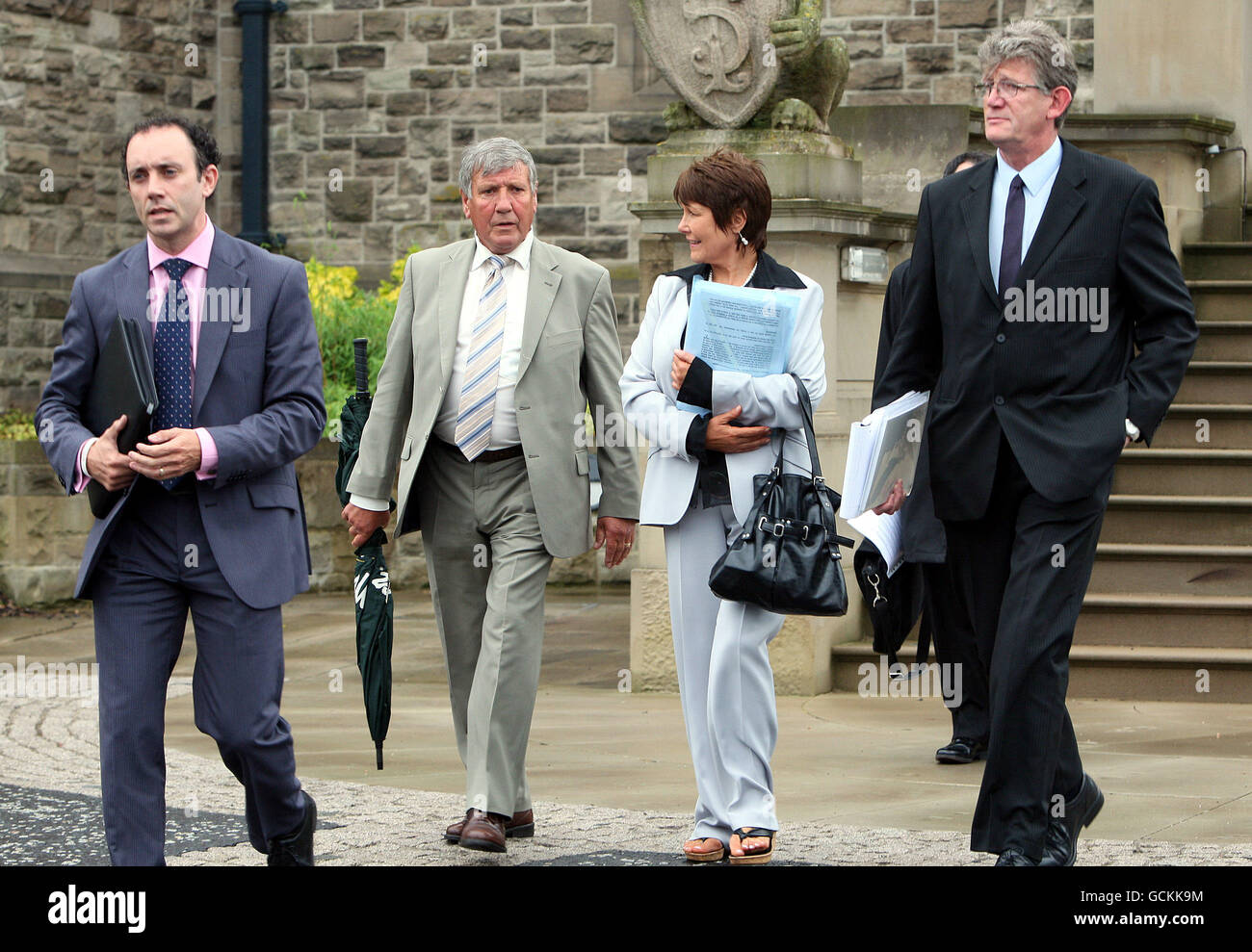 SDLP MLA Conal McDevitt (left) with abuse victims John Meehan (2nd left ...